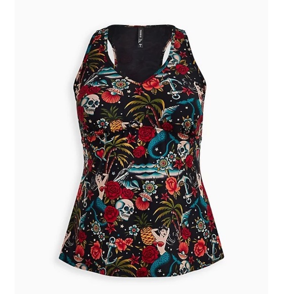 torrid | Swim | Nwt Torrid Black Tattoo Print Racerback Tankini | Poshmark